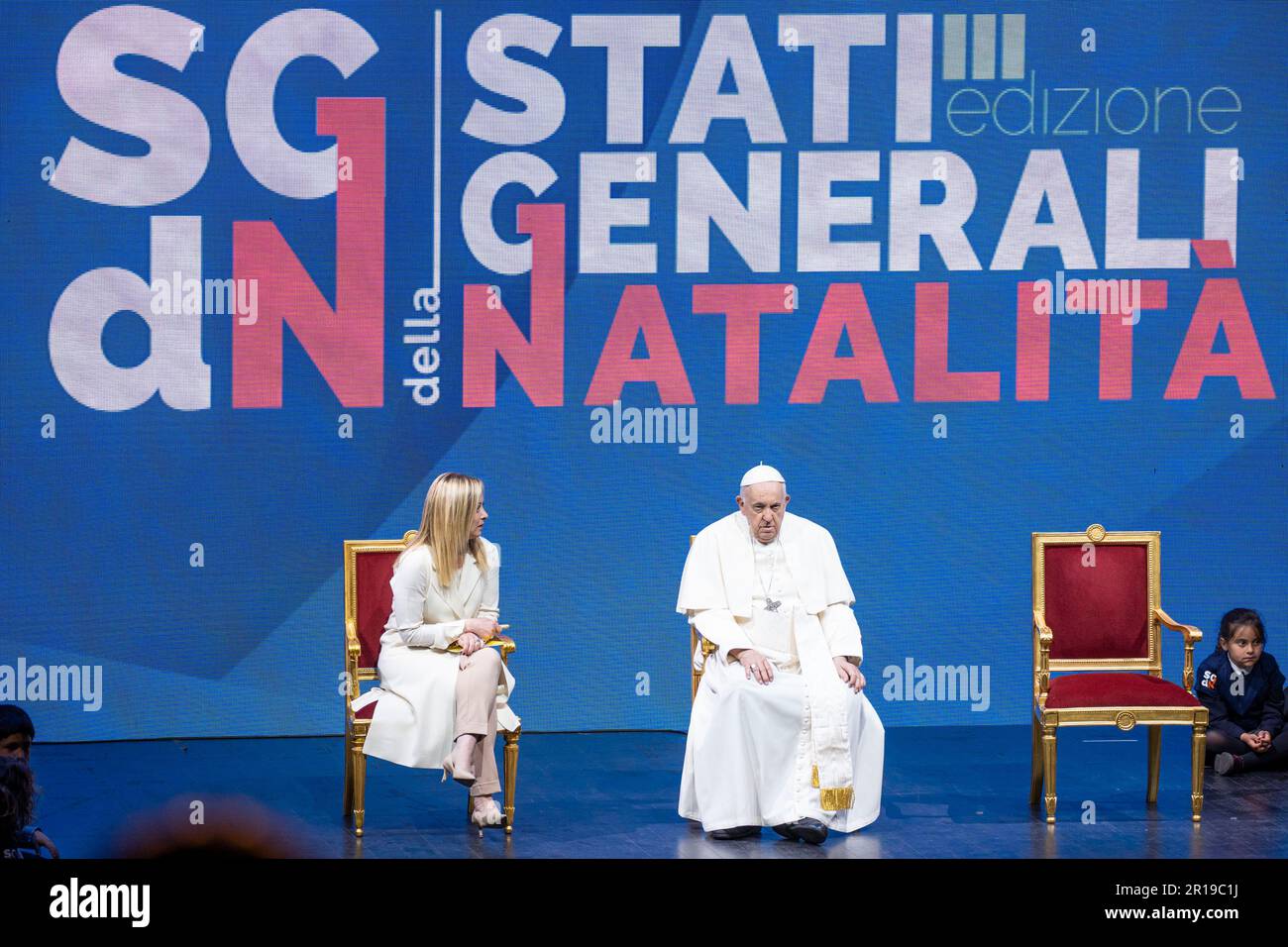 Pope Francis and the Italian Premier, Giorgia Meloni, attend the ...