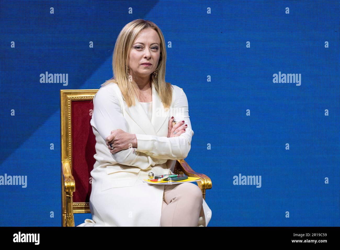 The Italian Premier, Giorgia Meloni, attends the "General States of ...