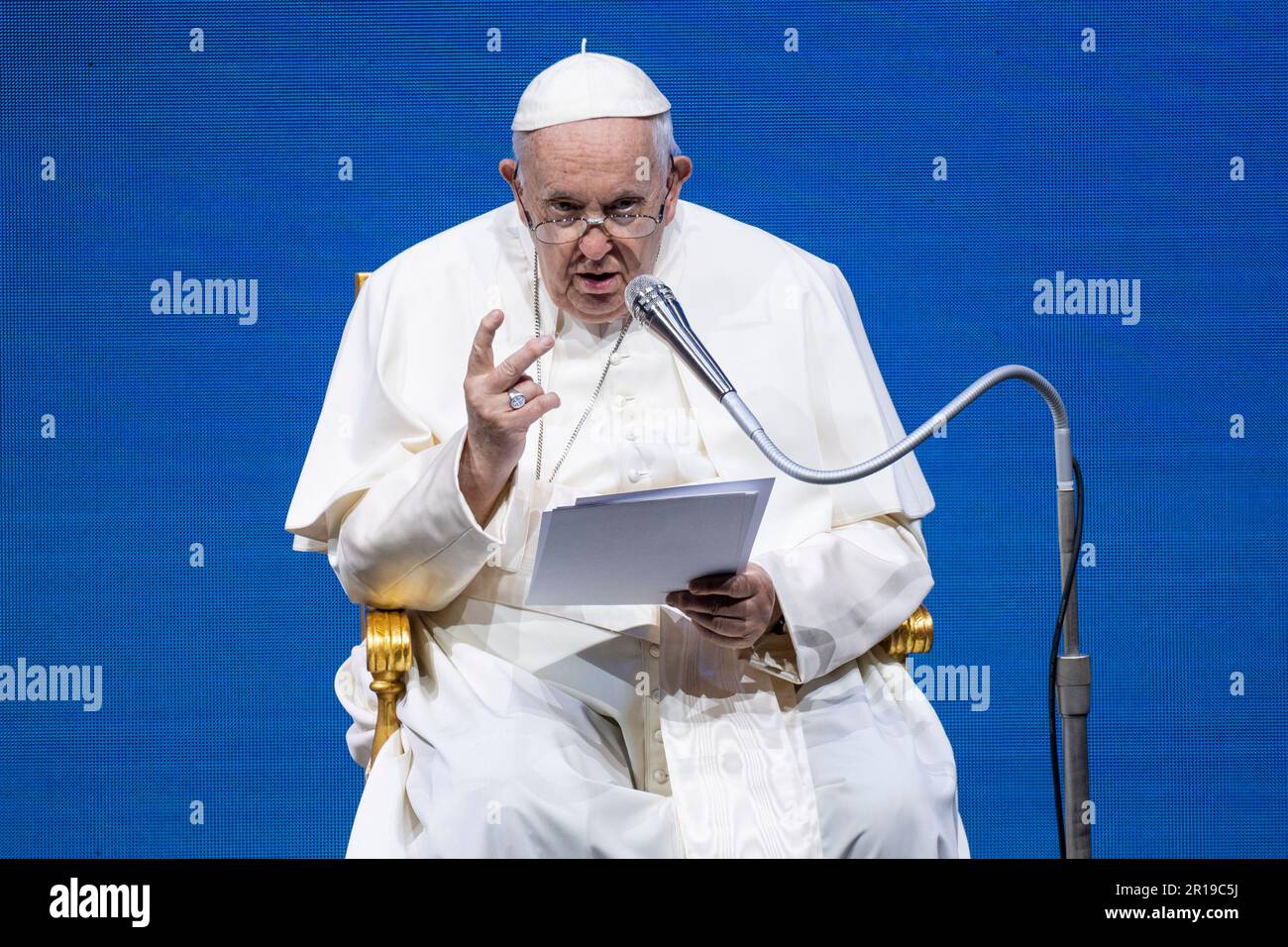 Pope Francis delivers his speech during the "General States of Birth ...