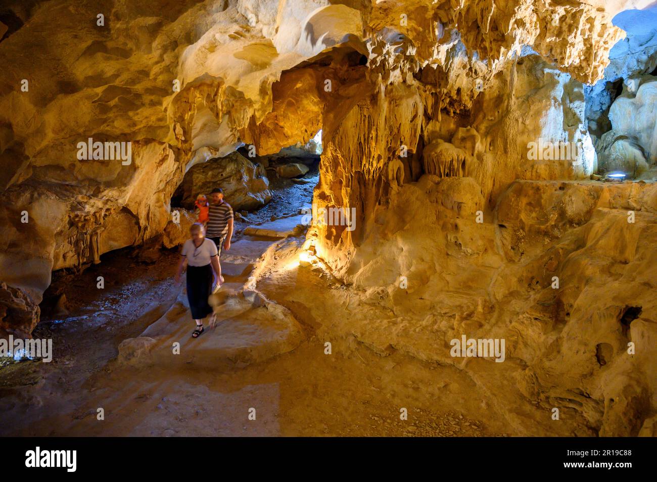 Inside Thien Canh Son cave on one of the typical limestone islands in ...