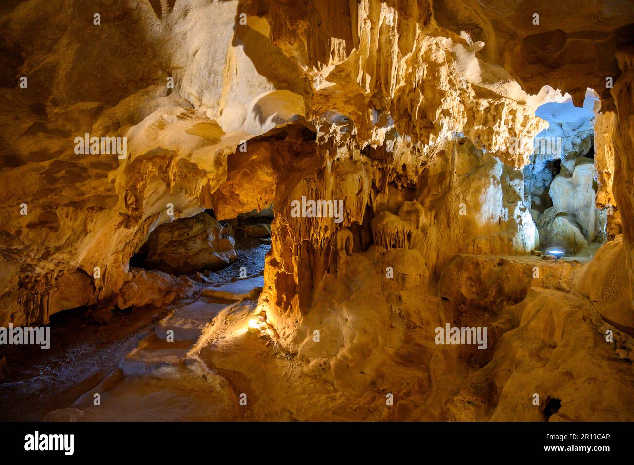 Inside Thien Canh Son cave on one of the typical limestone islands in ...