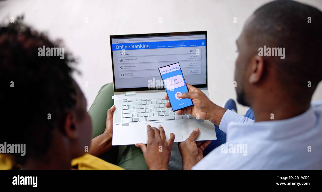 Online Banking Money Transaction On Laptop Computer Stock Photo - Alamy