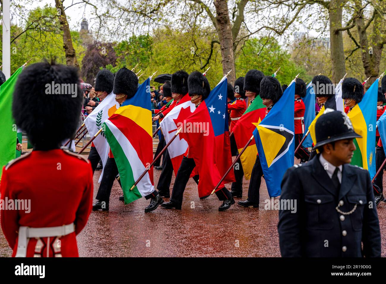 British Soldiers Carry The Flags Of Commonwealth Countries As Part Of The King's Procession, The ...