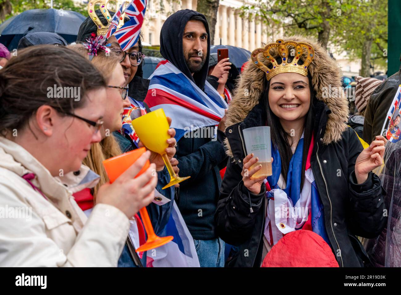 Young British People Standing On The Mall Toast The New King, The ...