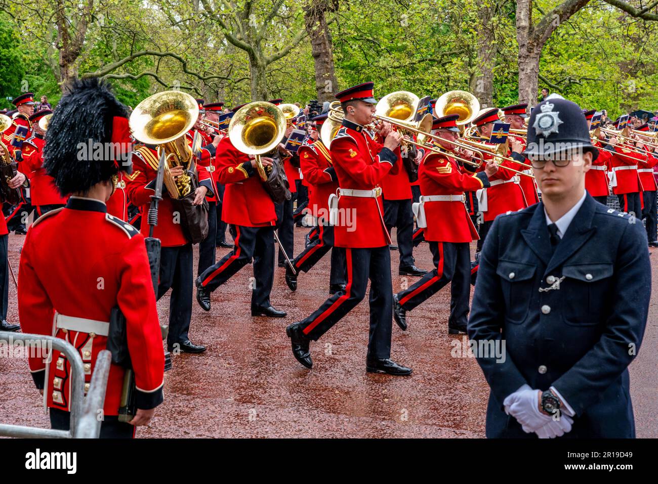 A British Army Band Marches Along The Mall As Part Of The Coronation ...