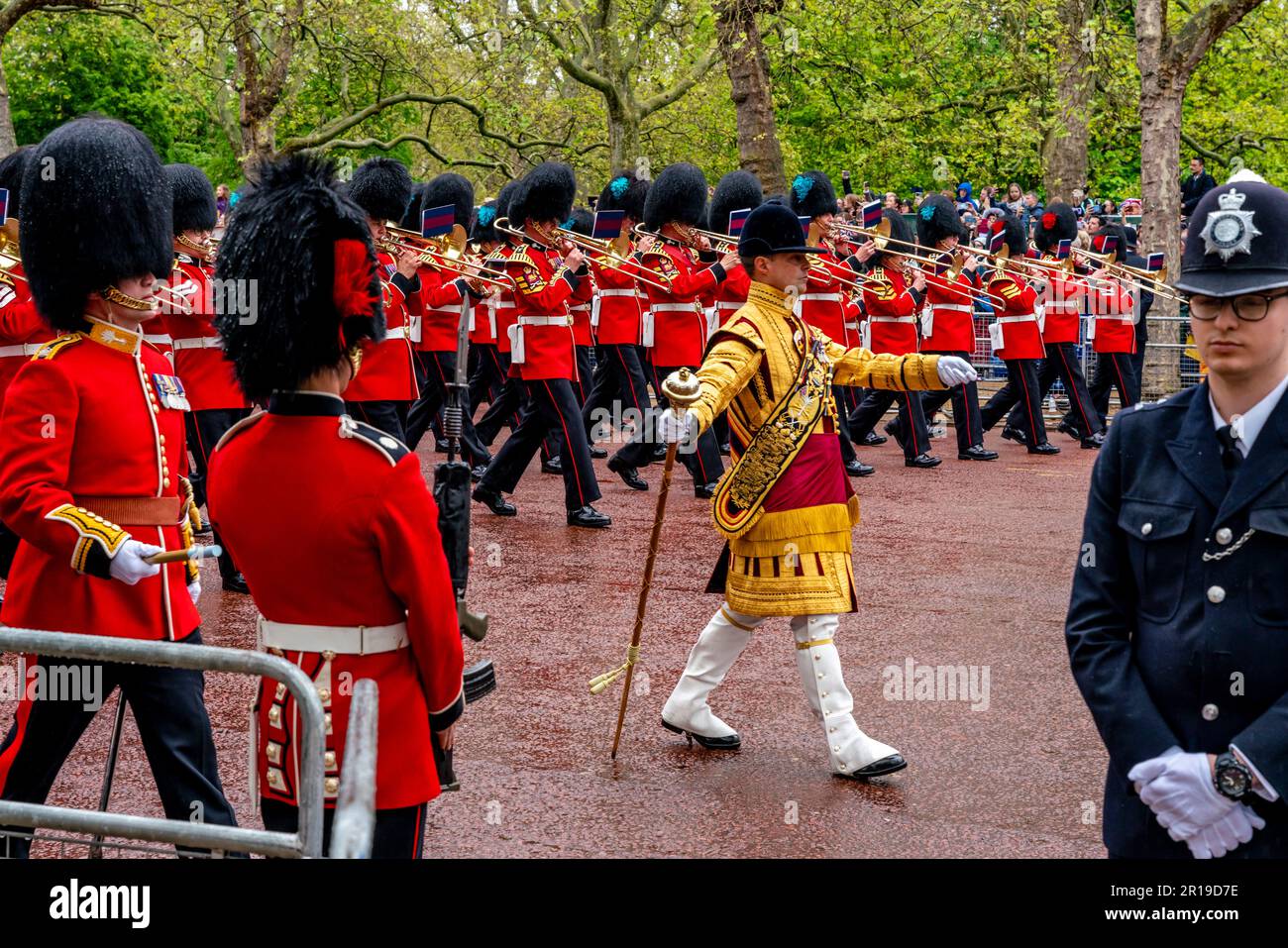 A British Army Military Band Marches Along The Mall As Part Of The ...