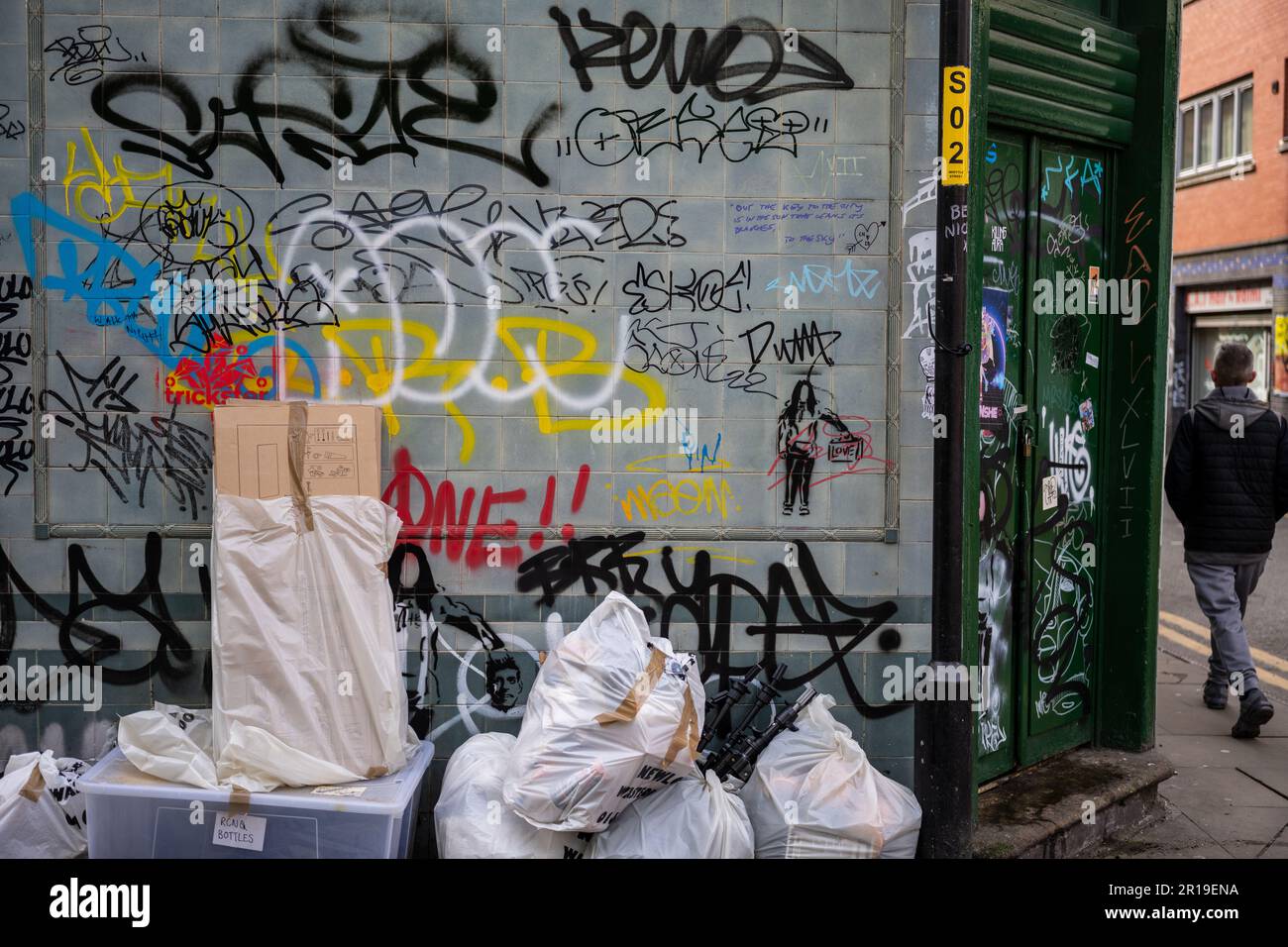 Manchester UK April 2023 A vibrant urban landscape of Manchester street ...