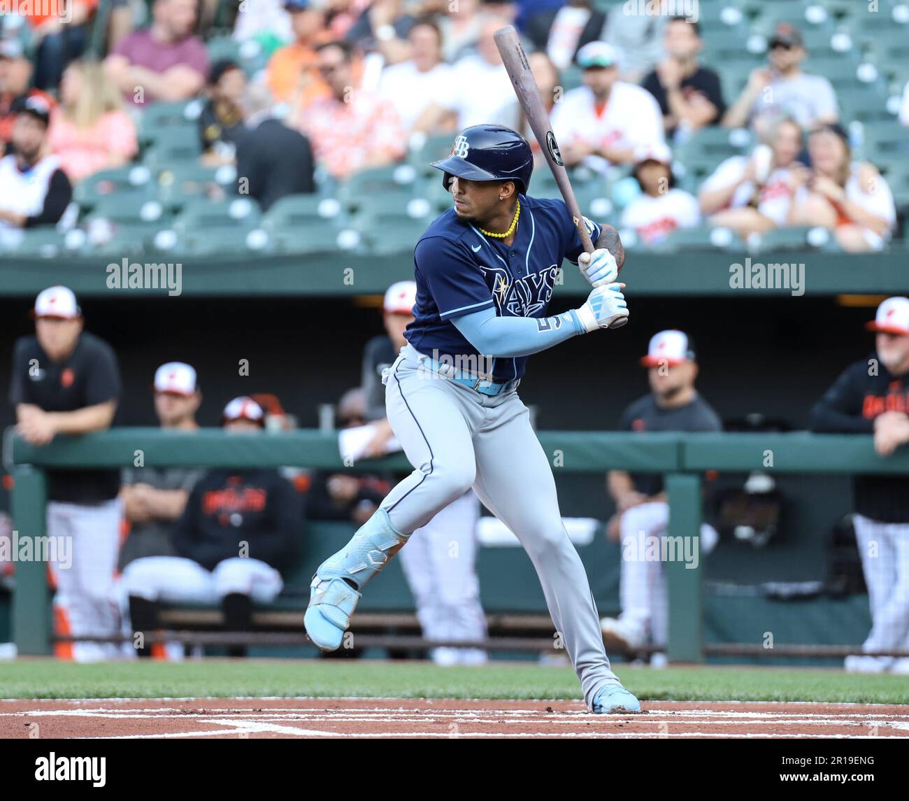 Tampa Bay Rays shortstop Wander Franco (5) steps into the batters box ...