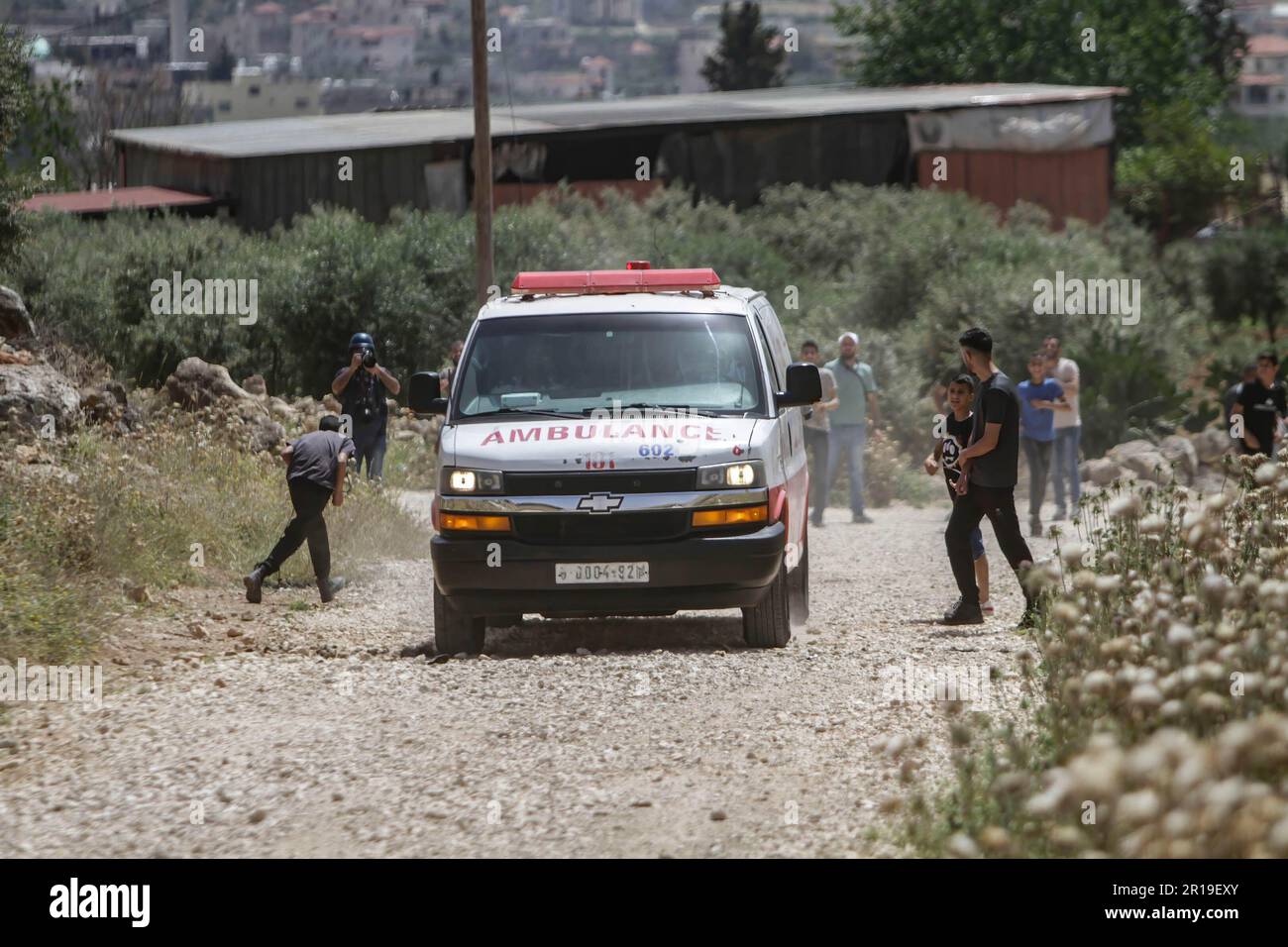 Nablus, Palestine. 12th May, 2023. The Palestinian Red Crescent ...