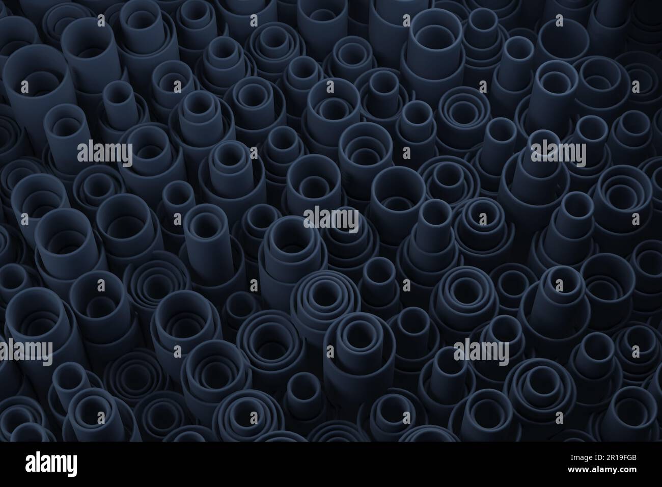 Dark blue cylindrical tubes fully filled the screen. Illustration as a ...