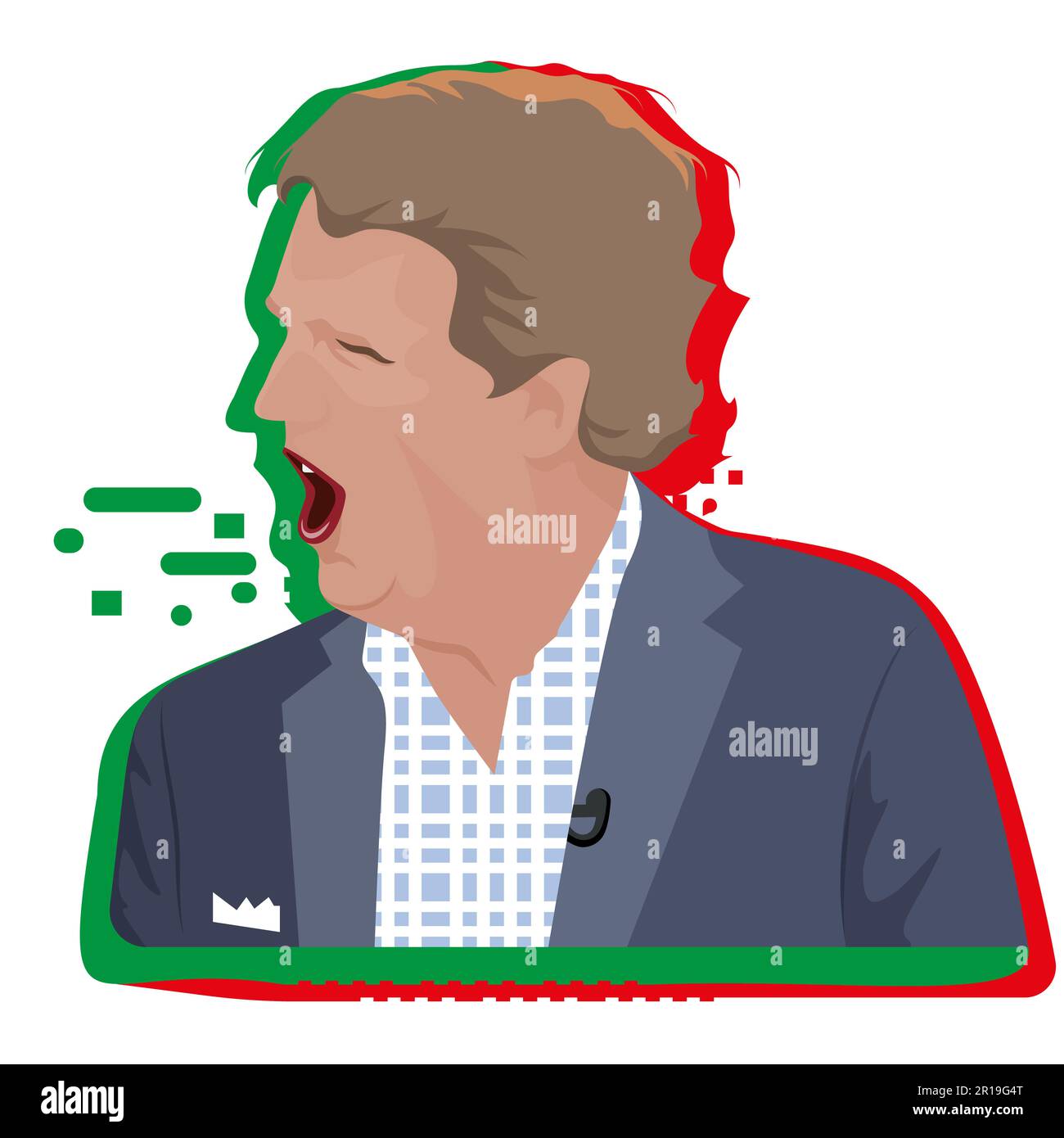 Portrait of former Fox News anchor Tucker Carlson with his mouth wide ...