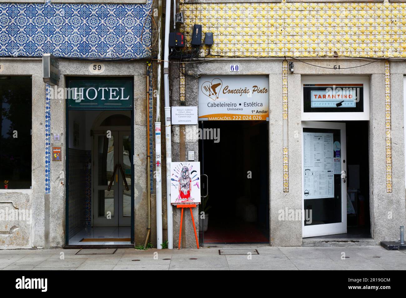 Hotel and business entrances on Praça de Carlos Alberto, Porto / Oporto ...