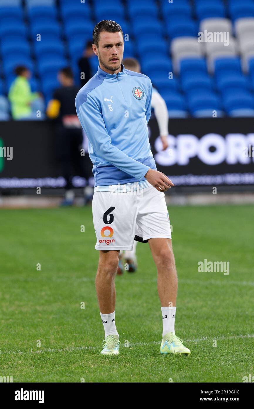 Sydney, Australia. 12th May, 2023. Thomas Lam of Melbourne City warms ...