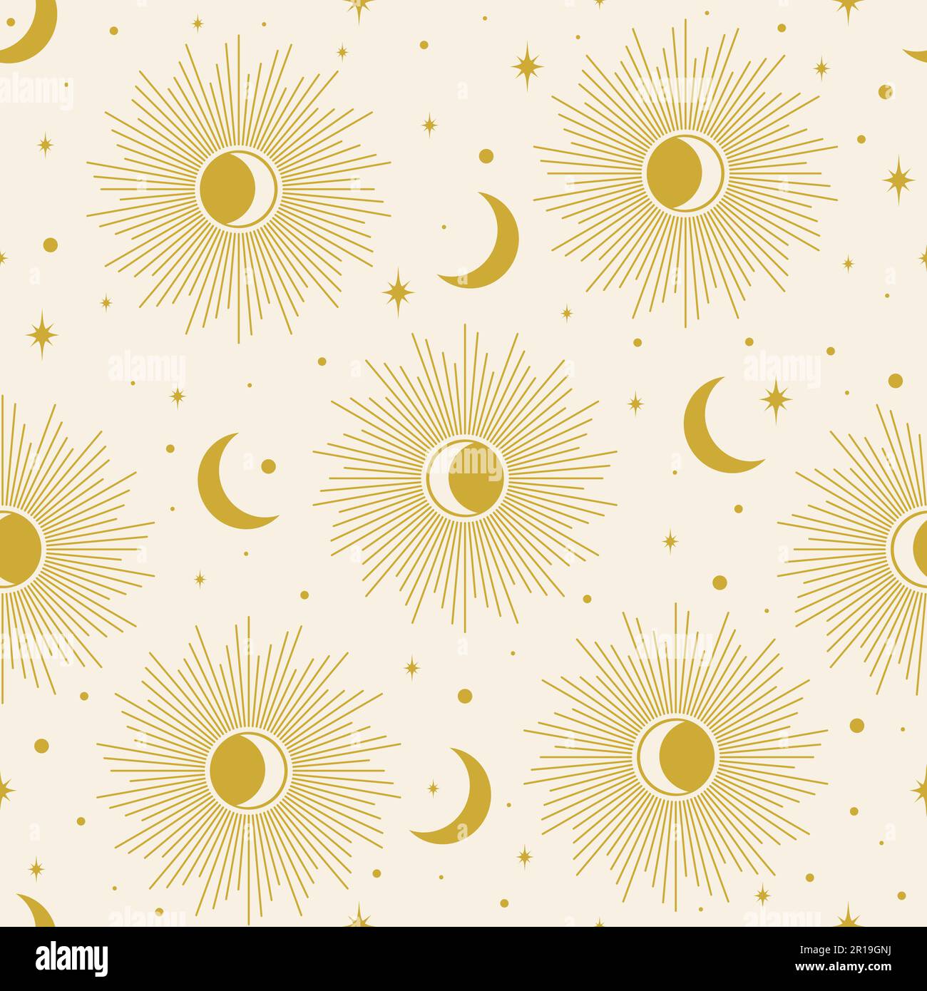 Aesthetic illustrations seamless pattern with celestial moon phases ...