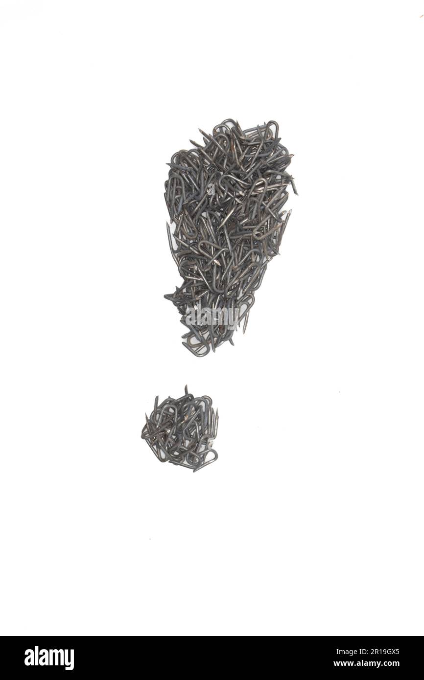 artistic isolated punctuation exclamation paint mark made from steel ...