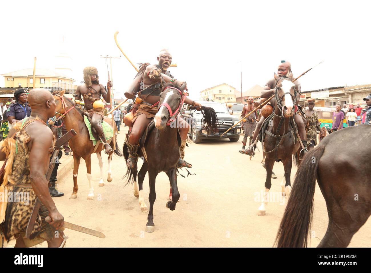 Jos, Nigeria. 12th May, 2023. Energetic Berom warriors leading the ...