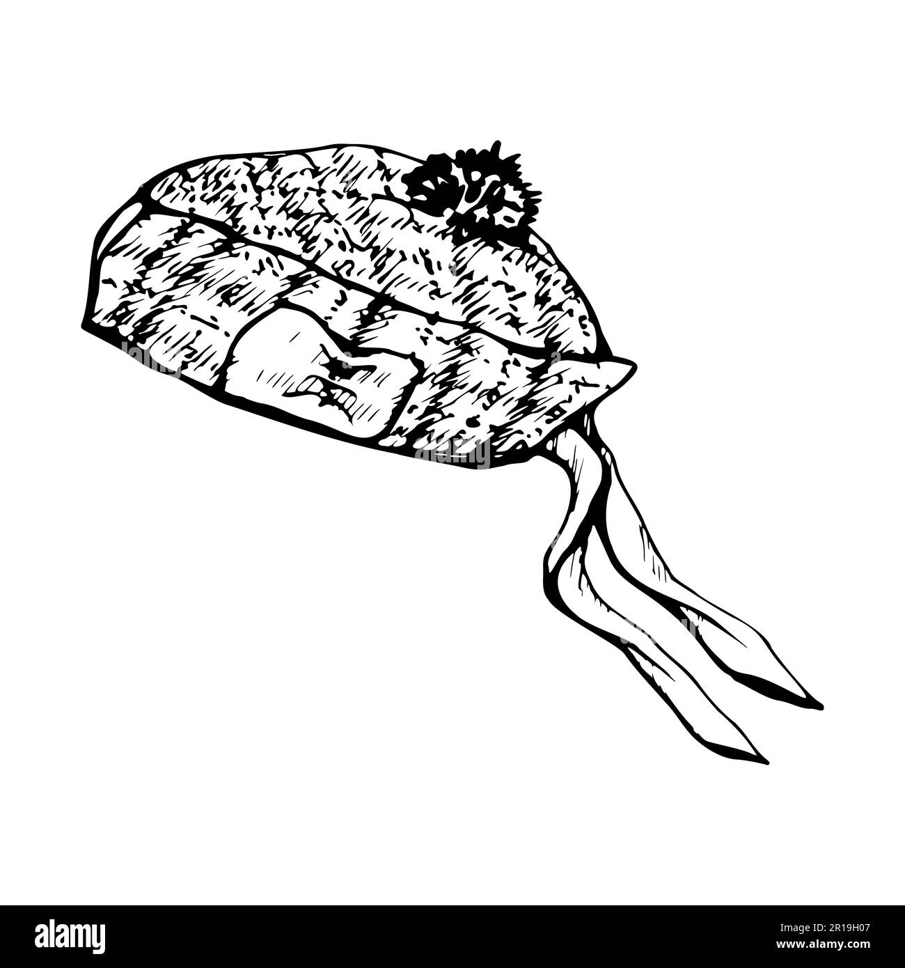 Ink hand drawn sketch of isolated fashion clothes object. Scottish ...