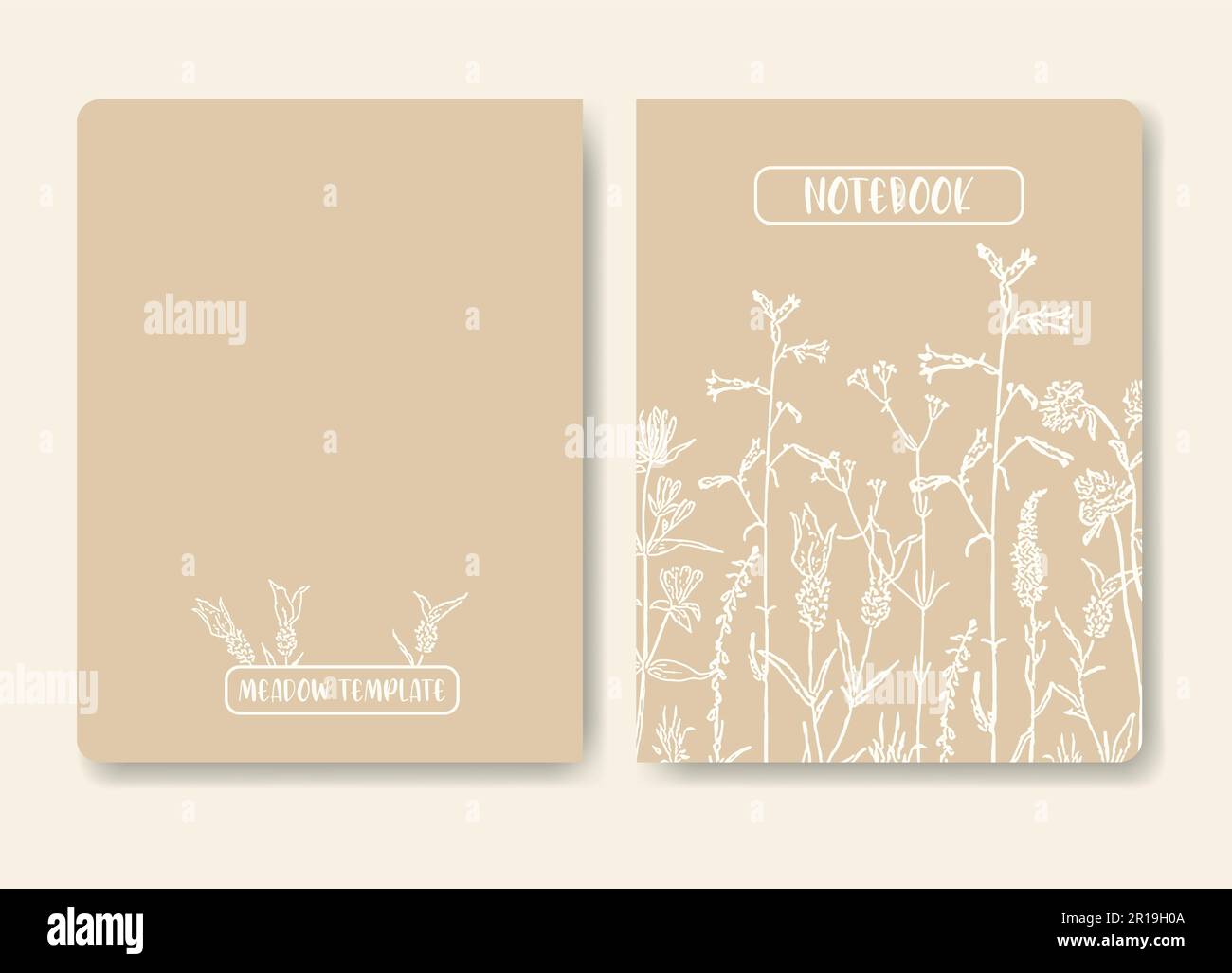 Art poster in pastel color with grass notebook cover. Neutral ...