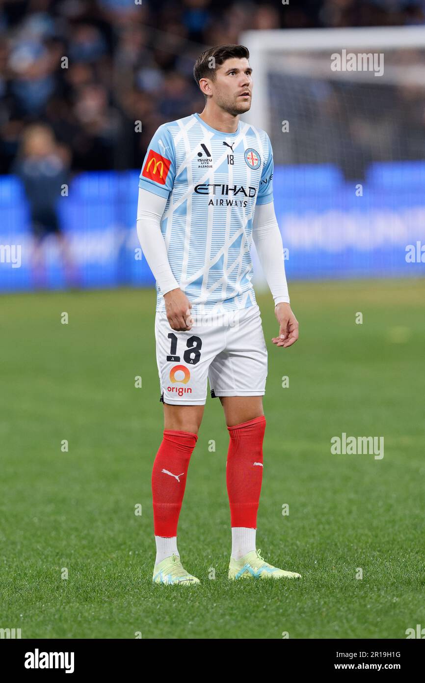 Sydney, Australia. 12th May, 2023. Jordon Hall of Melbourne City warms ...