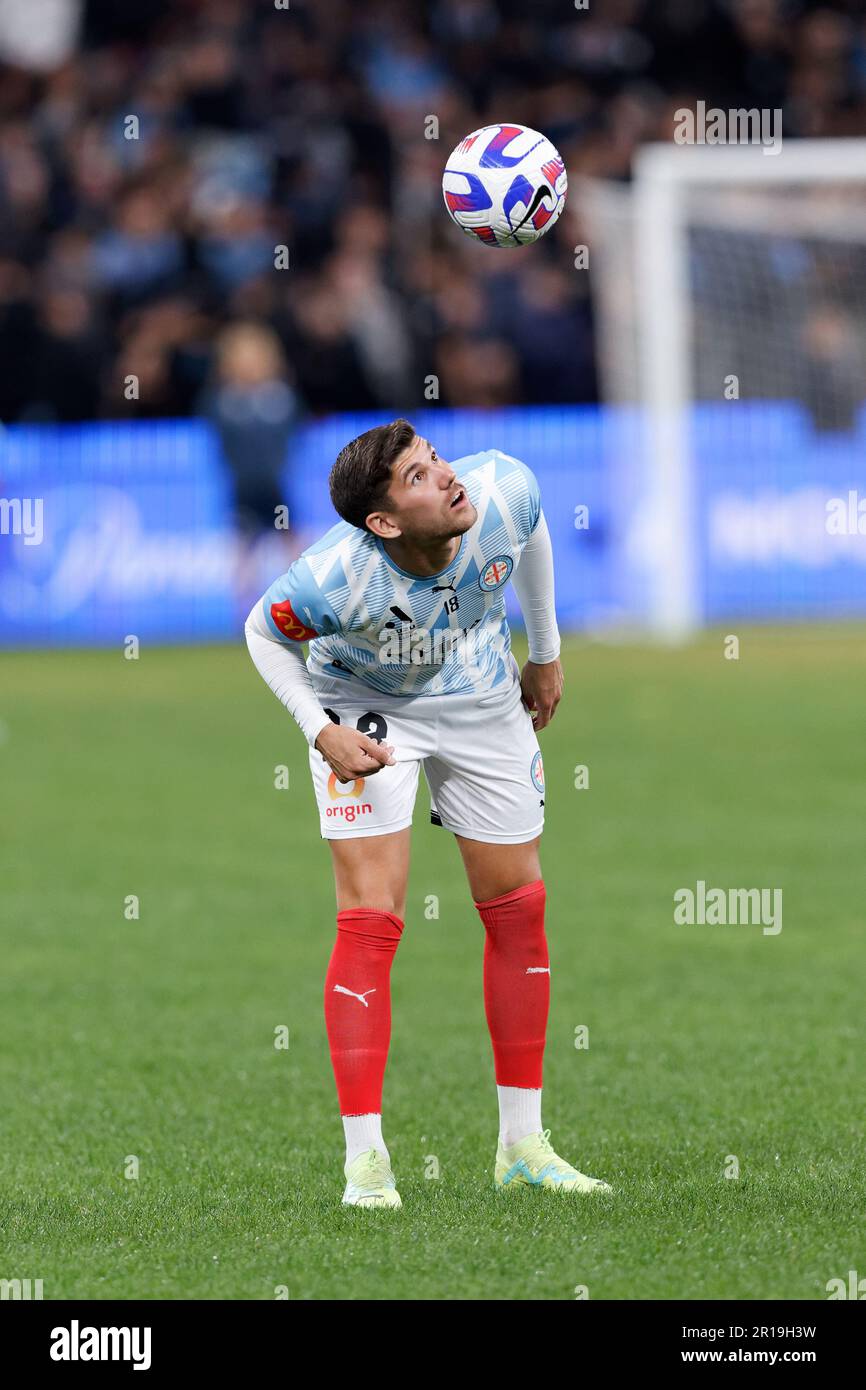Sydney, Australia. 12th May, 2023. Jordon Hall of Melbourne City warms ...