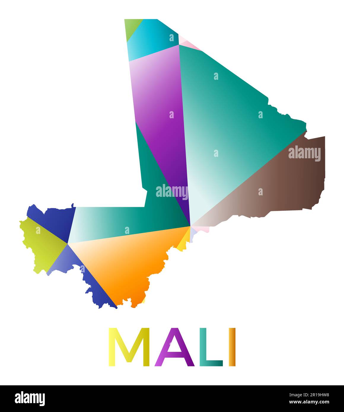 Bright colored Mali shape. Multicolor geometric style country logo ...