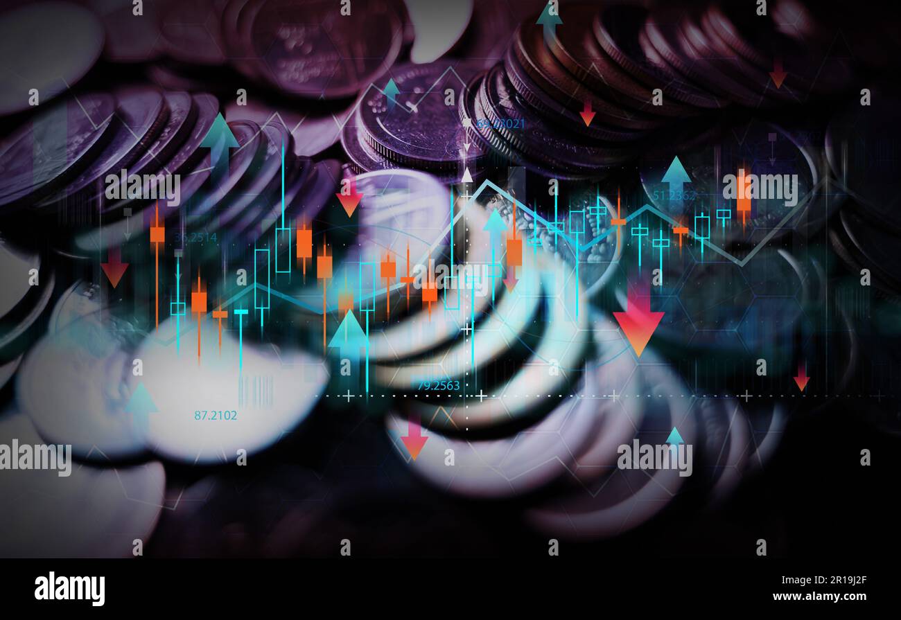 Stack of coins with graph chart growth up, Business marketing Stock ...