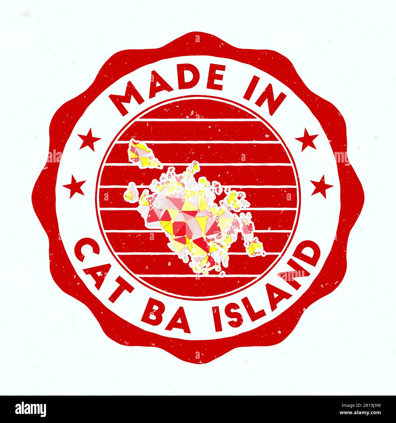 Made in Cat Ba Island. Island round stamp. Seal of Cat Ba Island with ...