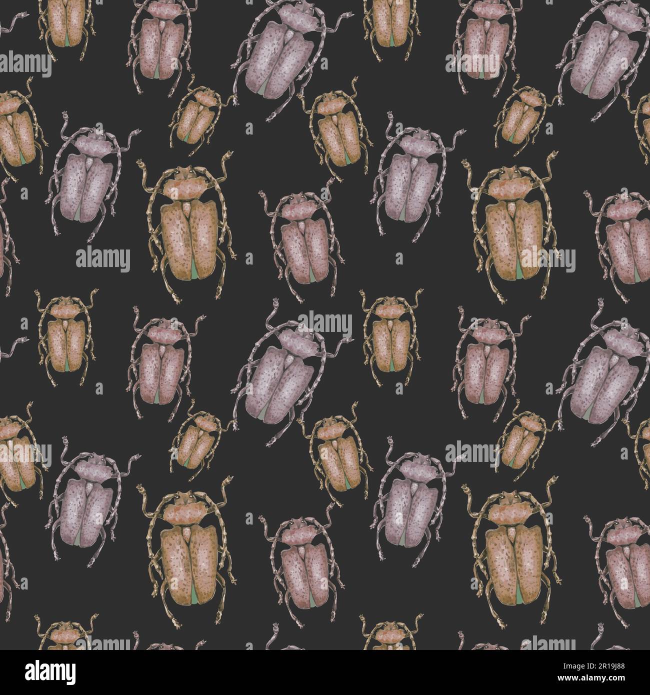 Seamless pattern with hand drawn insects. Cute background with ...