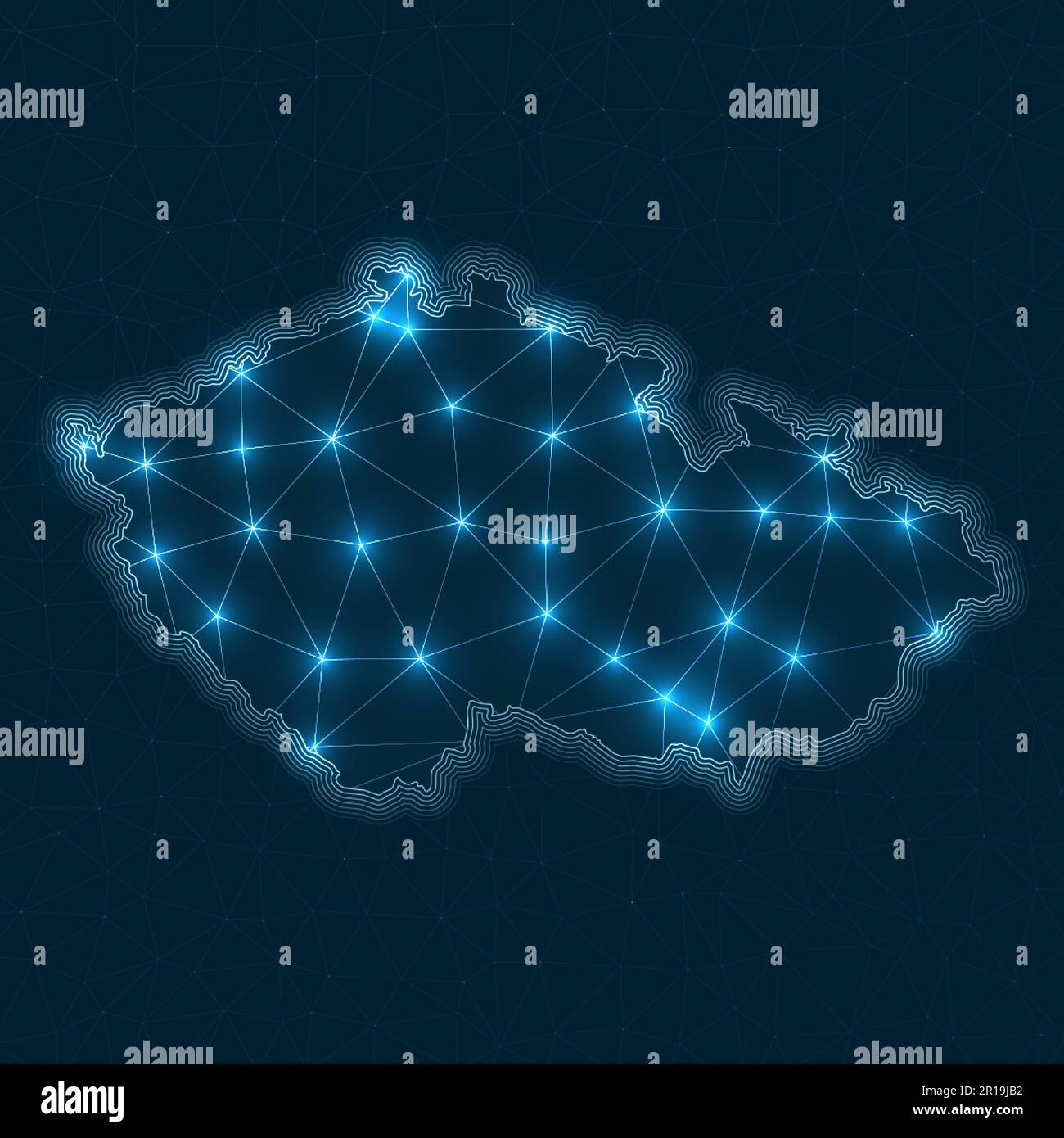 Czech Republic network map. Abstract geometric map of the country ...
