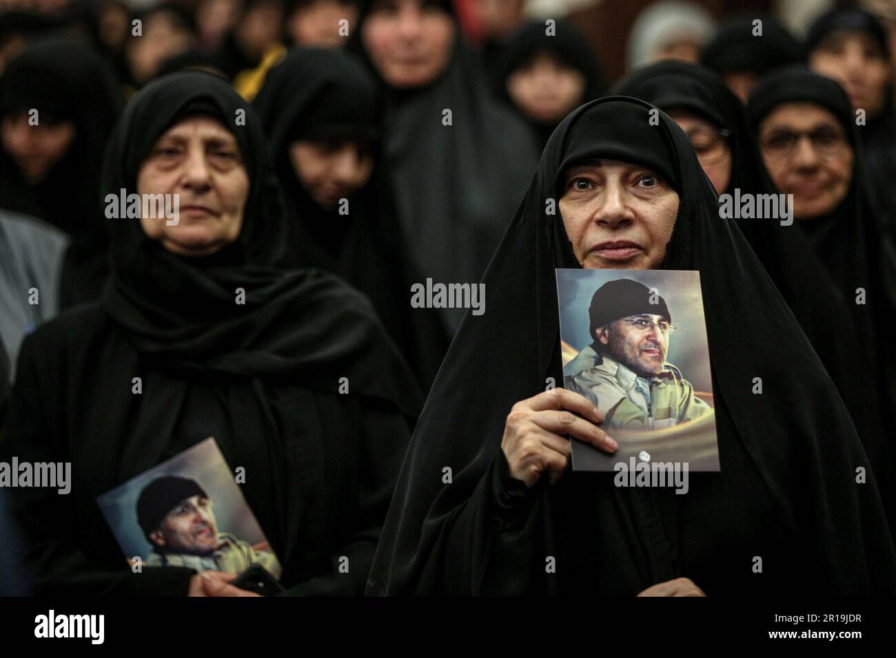 Beirut, Lebanon. 12th May, 2023. Pro-Iranian Hezbollah supporters carry ...