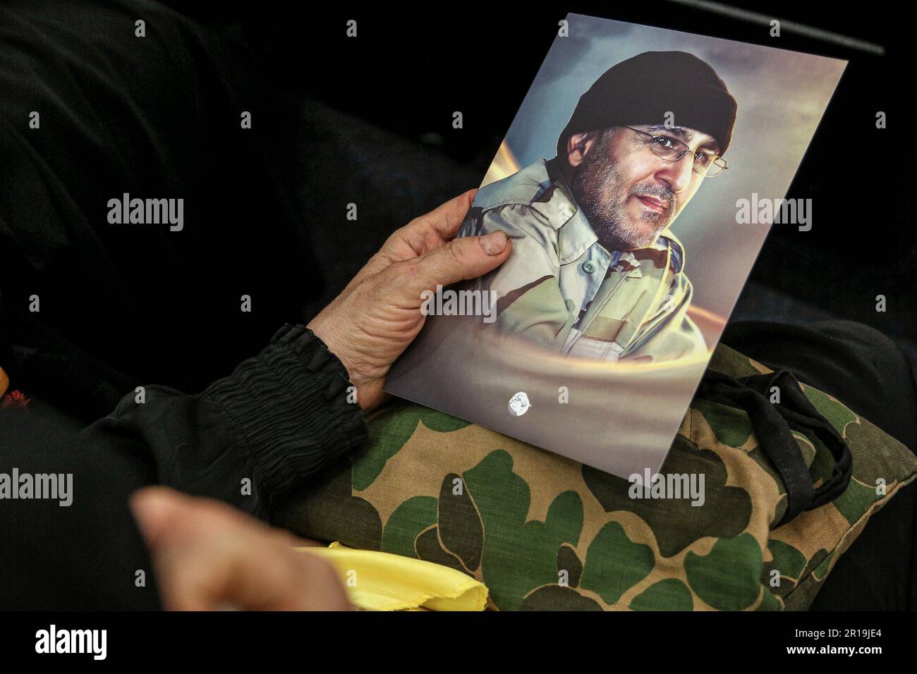 Beirut, Lebanon. 12th May, 2023. Pro-Iranian Hezbollah supporters carry ...