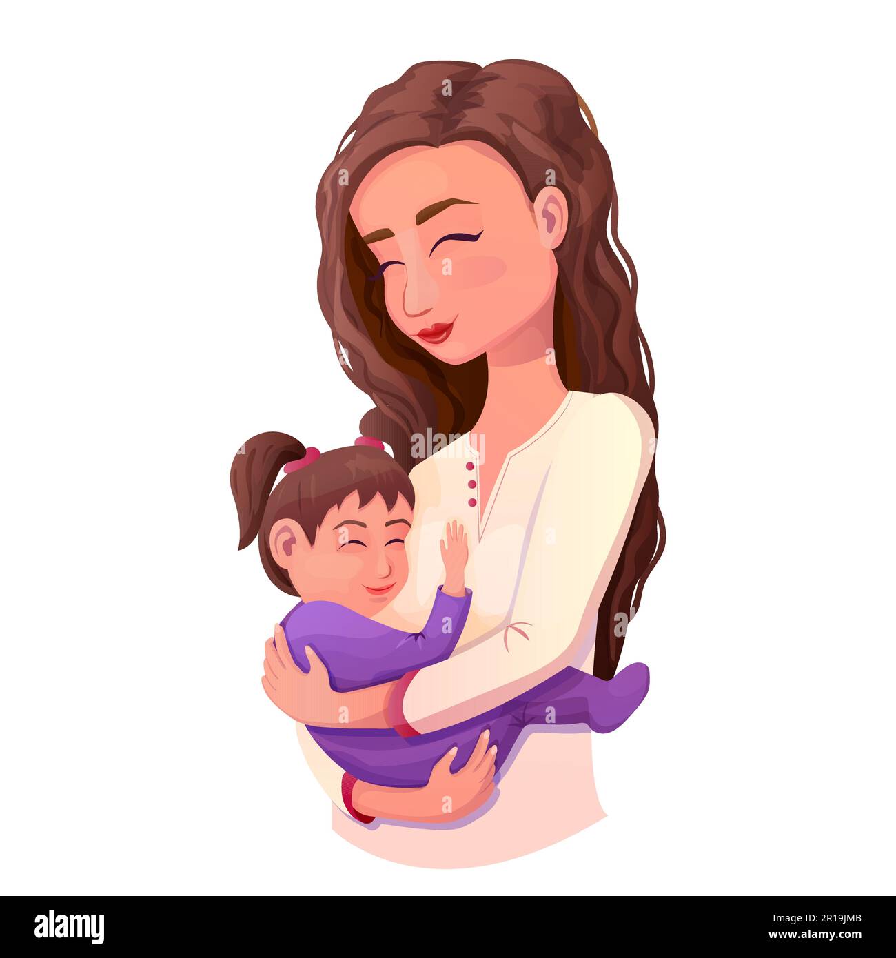 Mother with daughter, cute hug characters, mothers day in cartoon style ...