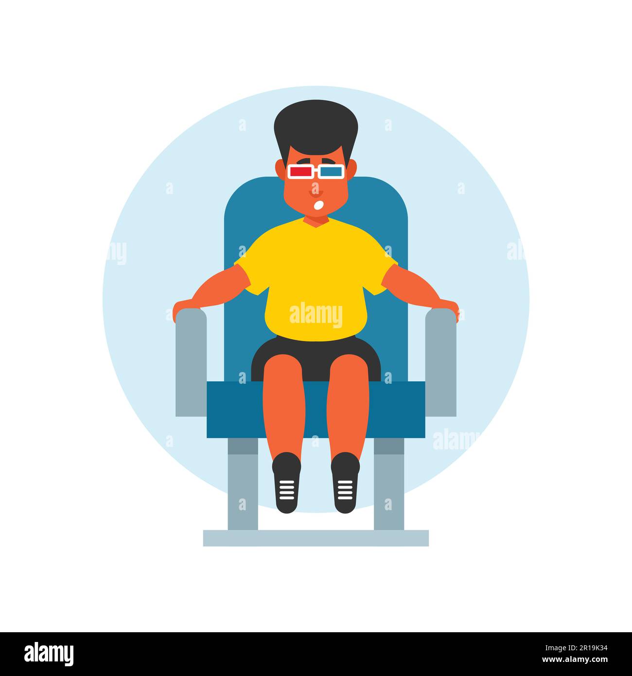 Man sitting in cinema chair. Vector illustration in a flat style Stock ...