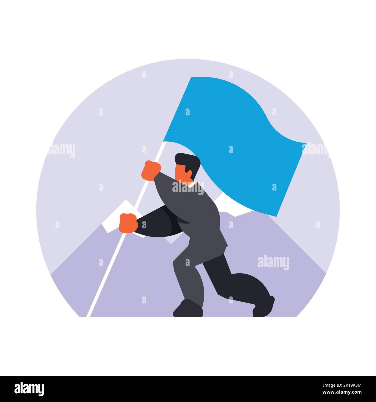 Businessman running with flag. Vector illustration in flat design style ...