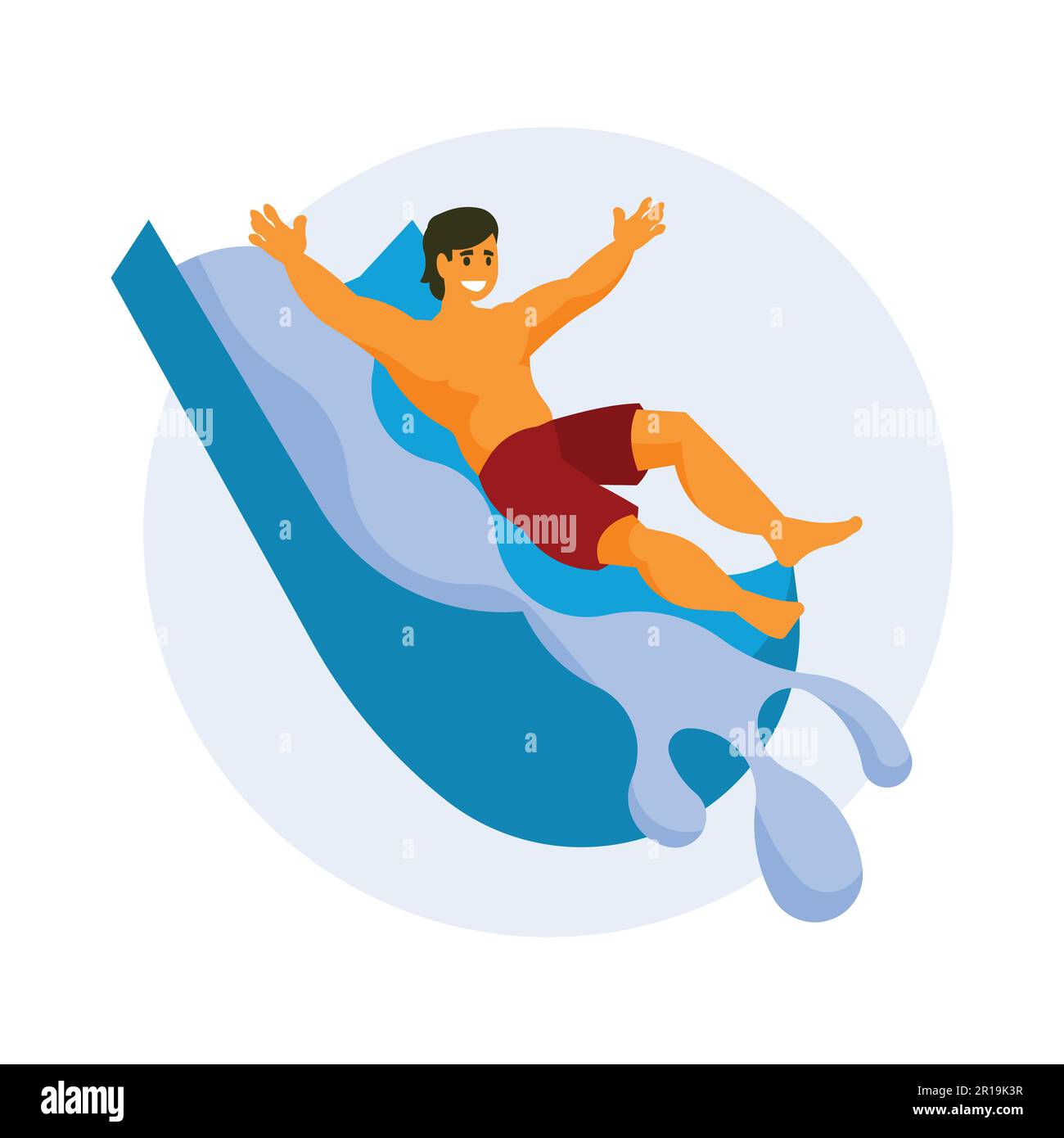 Man Swimming In Pool Flat Vector Illustration Of Man In Swimming Pool