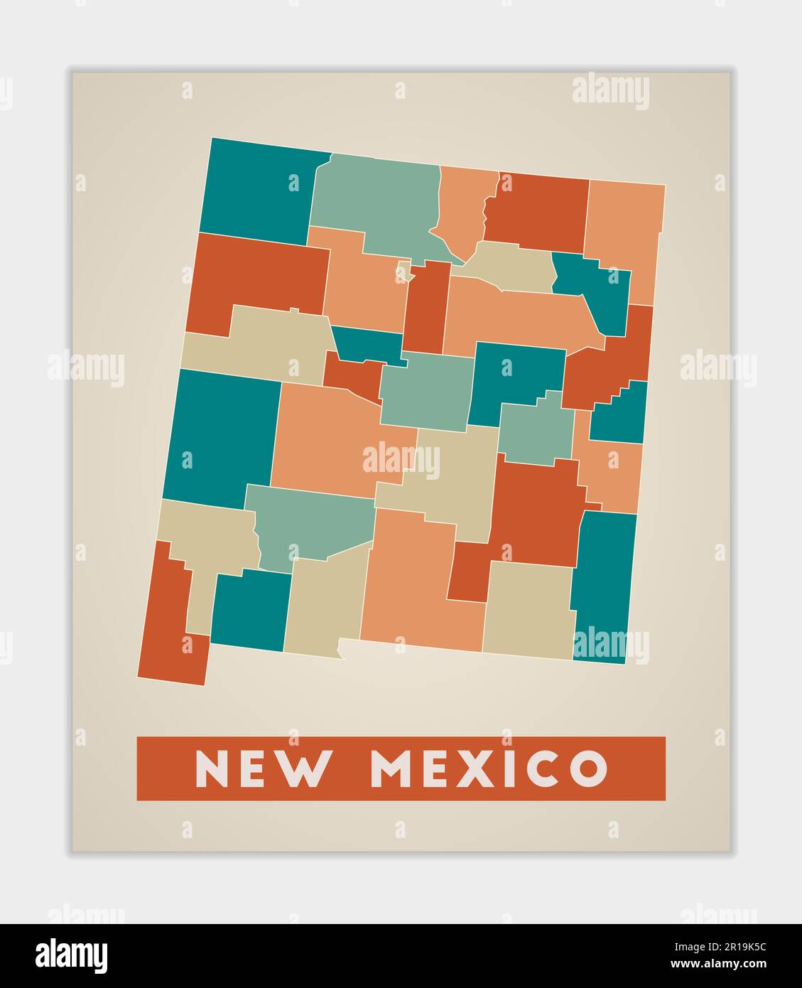 New Mexico poster. Map of the us state with colorful regions. Shape of ...
