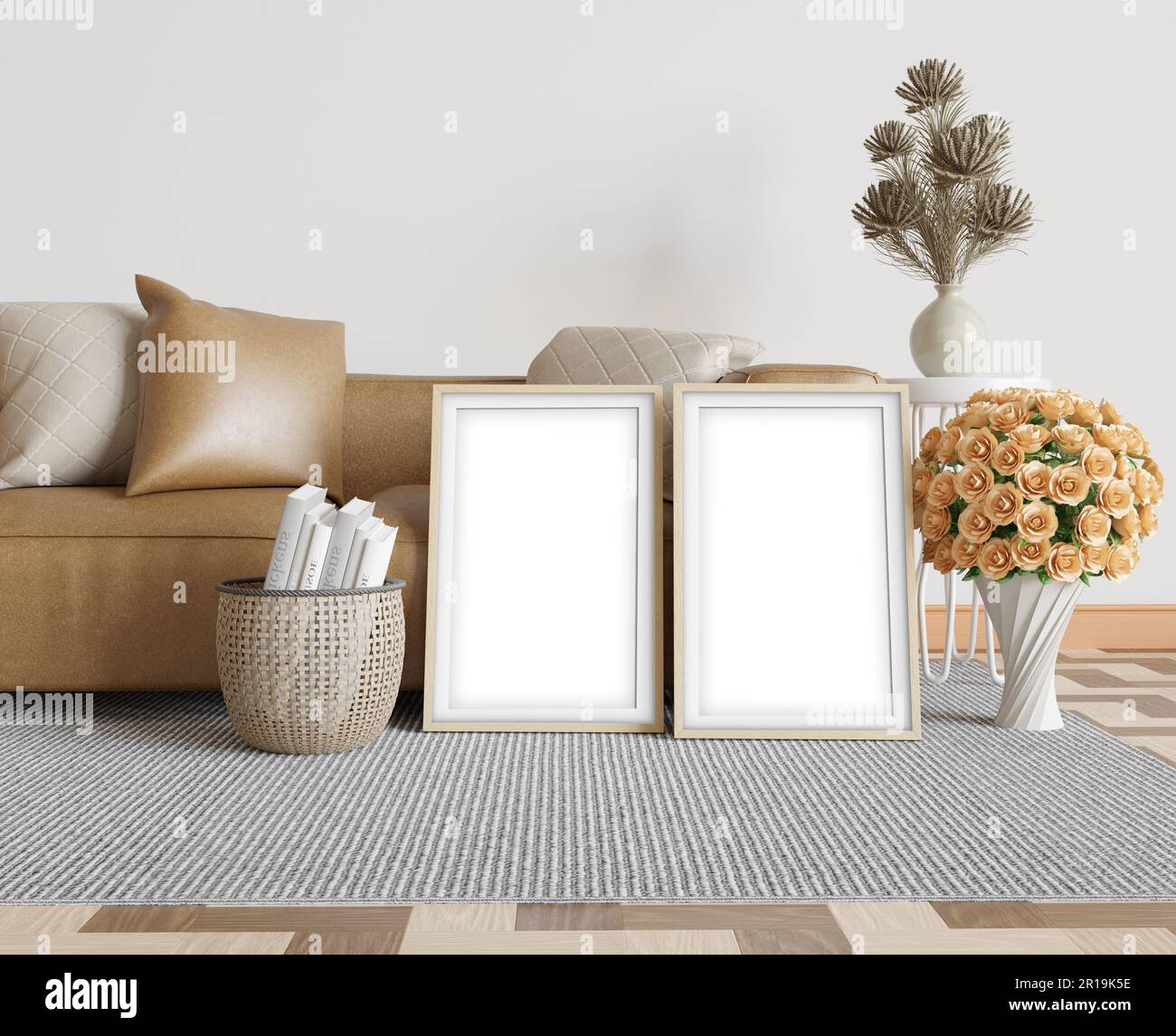 Realistic frame on living room Stock Photo - Alamy