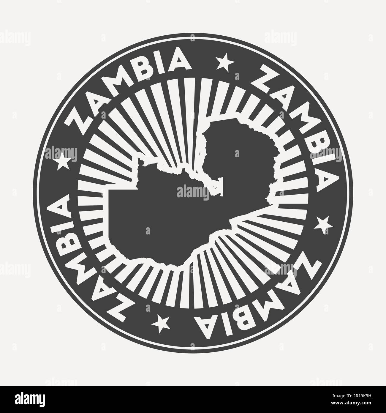Zambia round logo. Vintage travel badge with the circular name and map ...