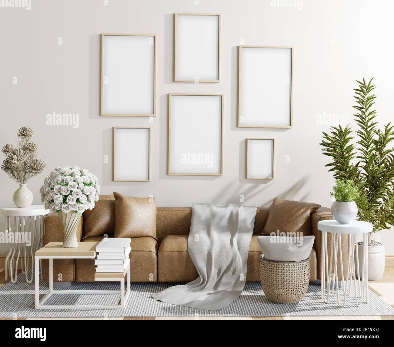 Realistic frame on living room Stock Photo - Alamy