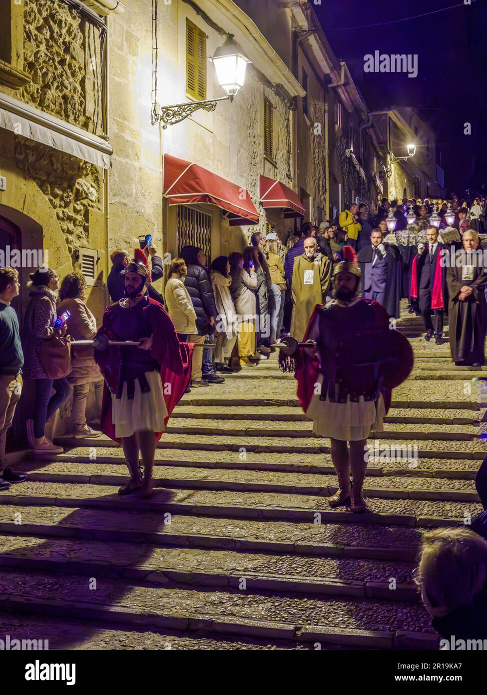 Easter procession the 'Escalinata' where hundreds of penitents precede ...