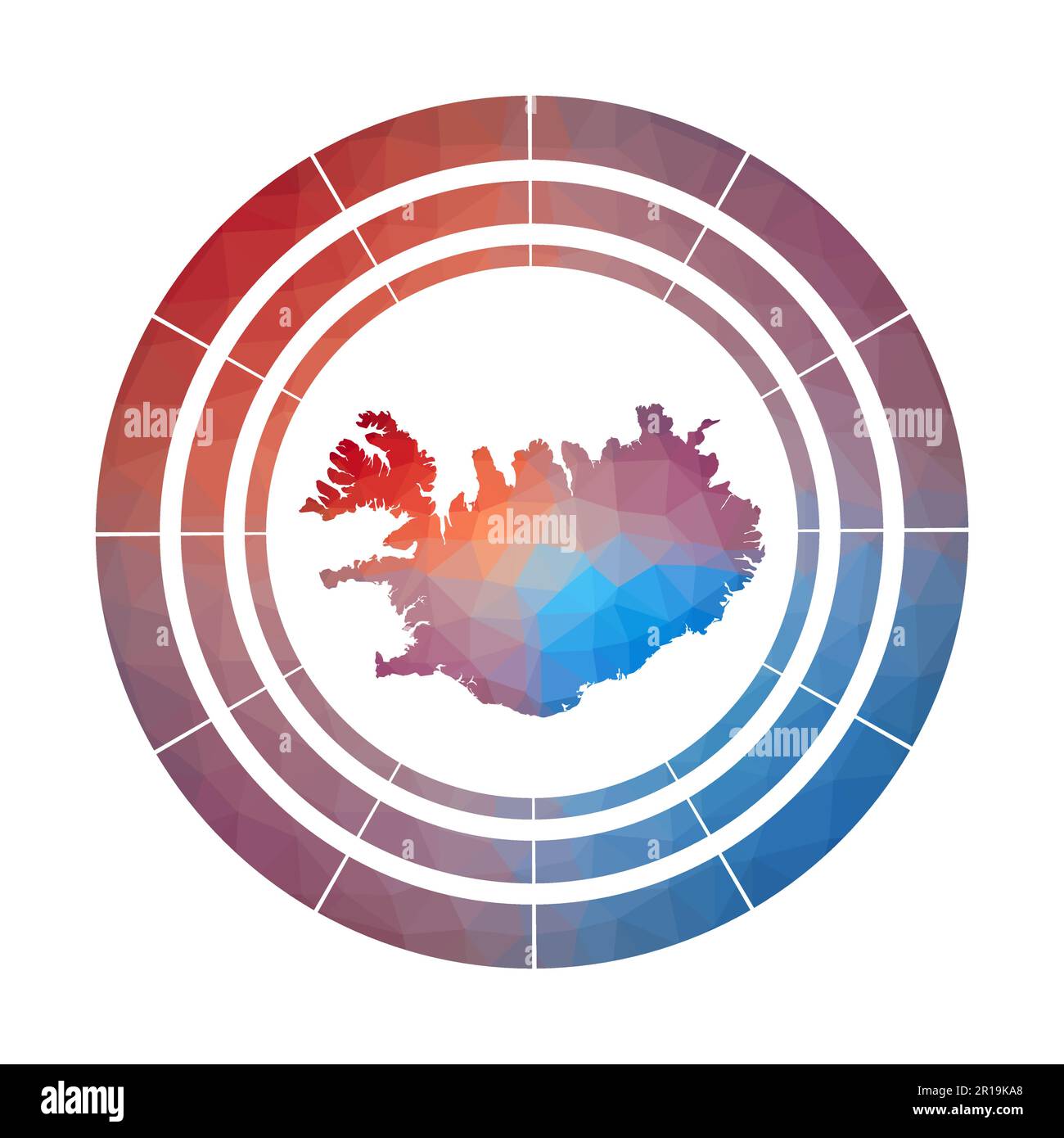 Iceland badge. Bright gradient logo of country in low poly style ...