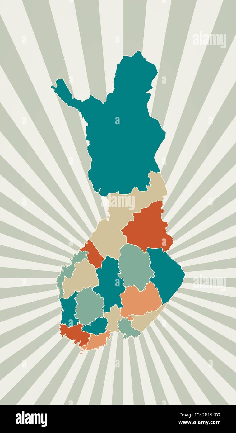 Finland map. Poster with map of the country in retro color palette ...