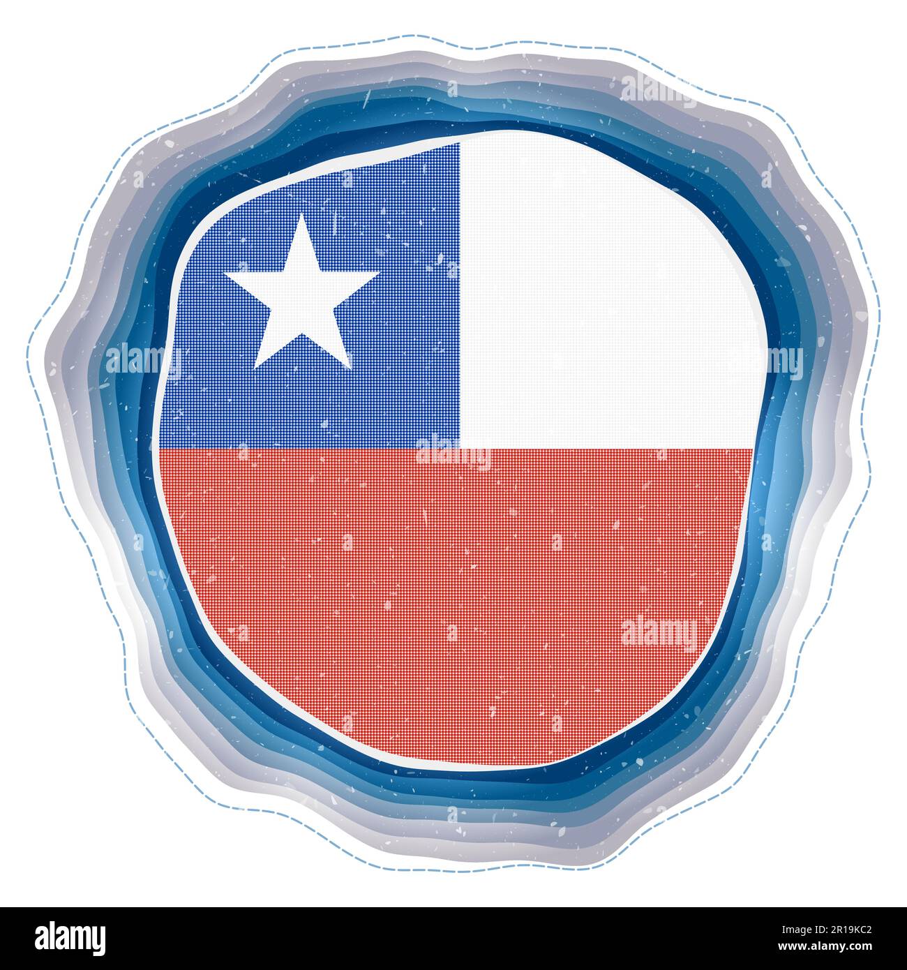 Chile flag in frame. Badge of the country. Layered circular sign around ...