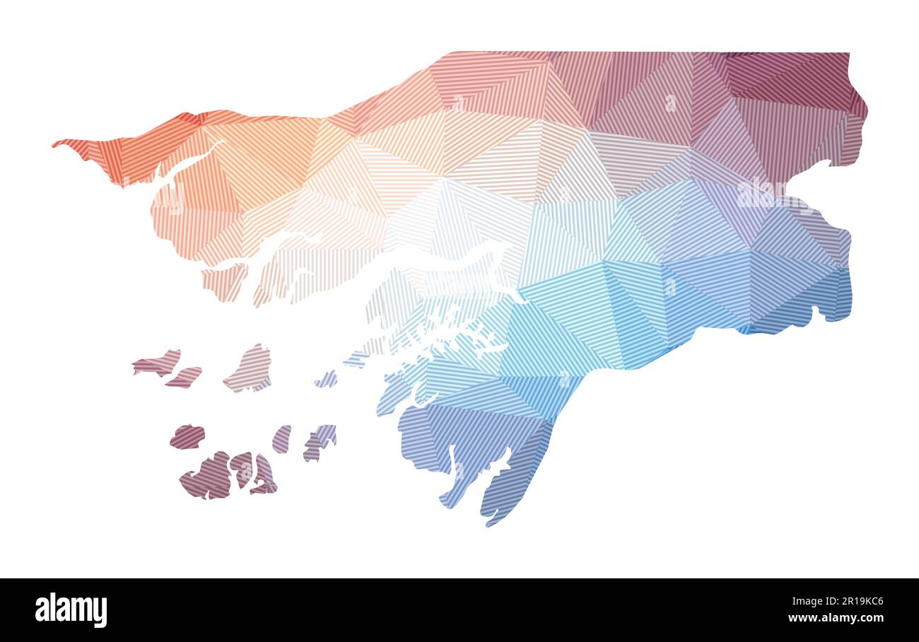 Map of Guinea-Bissau. Low poly illustration of the country. Geometric design with stripes ...