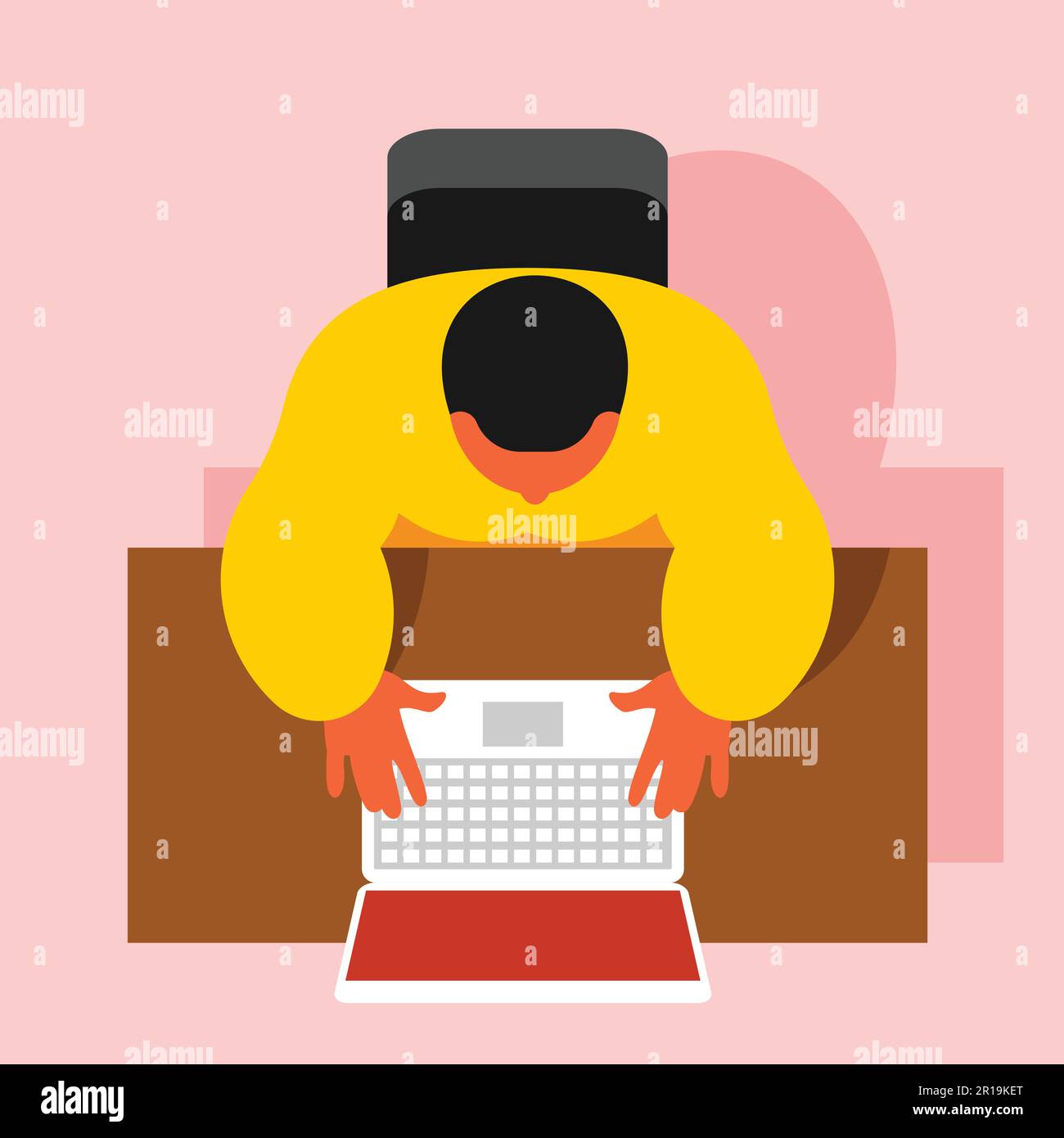 Smiling caucasian woman working laptop Stock Vector Images - Alamy