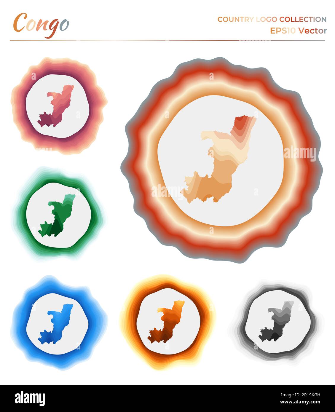 Congo logo collection. Colorful badge of the country. Layers around ...