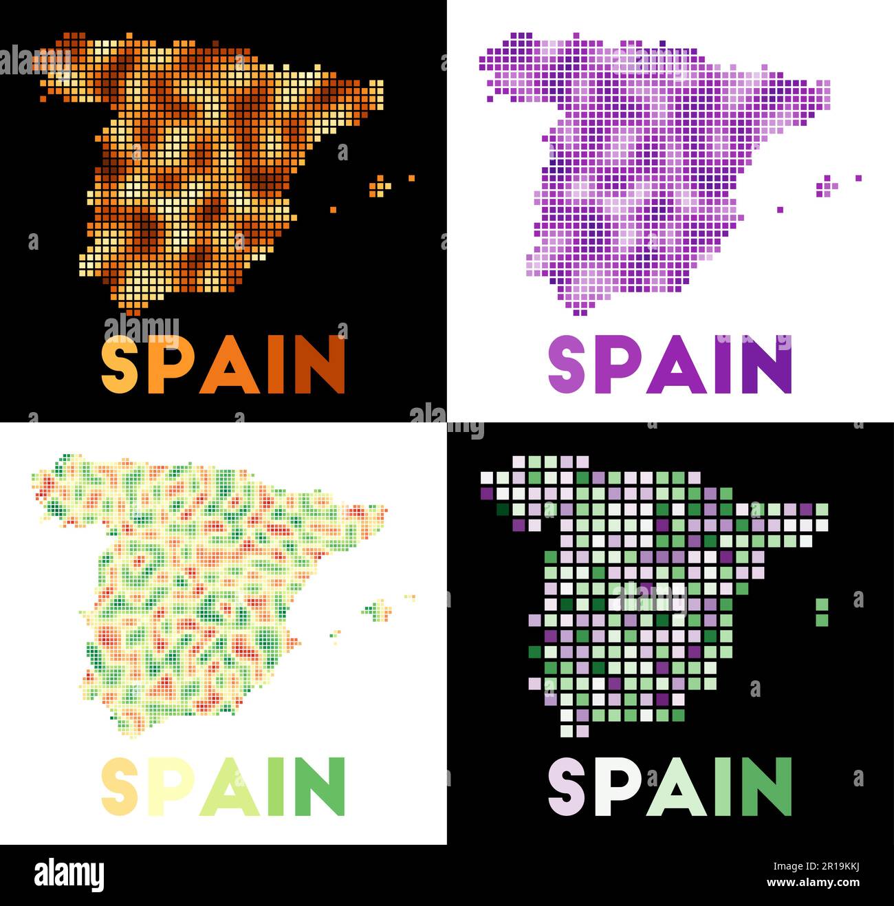 Spain map. Collection of maps of Spain in dotted style. Borders of the ...