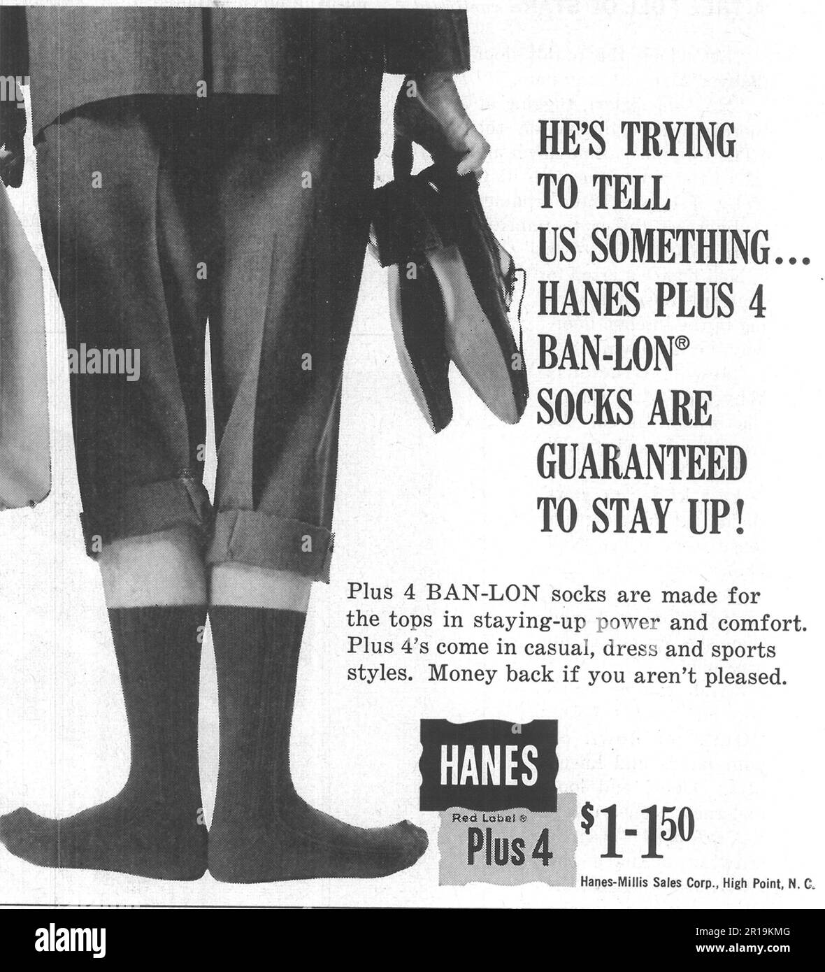 Hanes Red Label Ban-Lon Plus-4 Socks in a Journal magazine, 1965 Stock ...