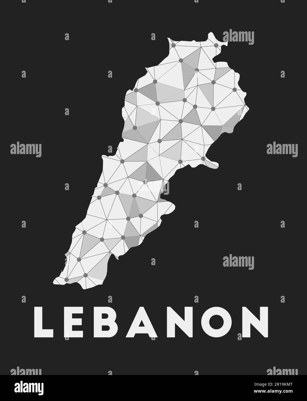 Lebanon - communication network map of country. Lebanon trendy ...