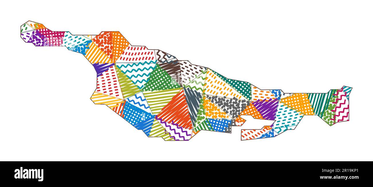 Kid style map of Little San Salvador Island. Hand drawn polygons in the ...